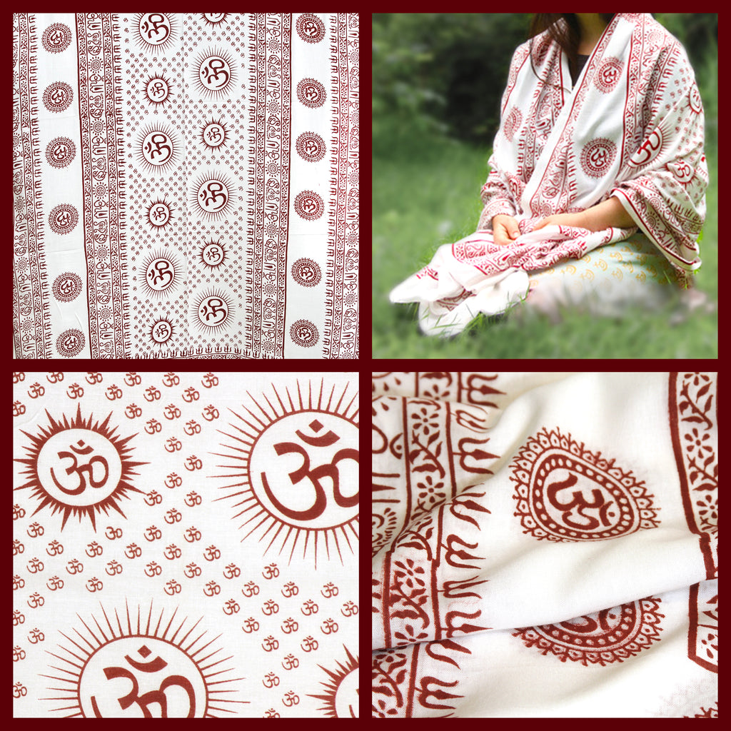 Yoga Meditation Shawl - Mantra Om - White - Wholesale and Retail by ...